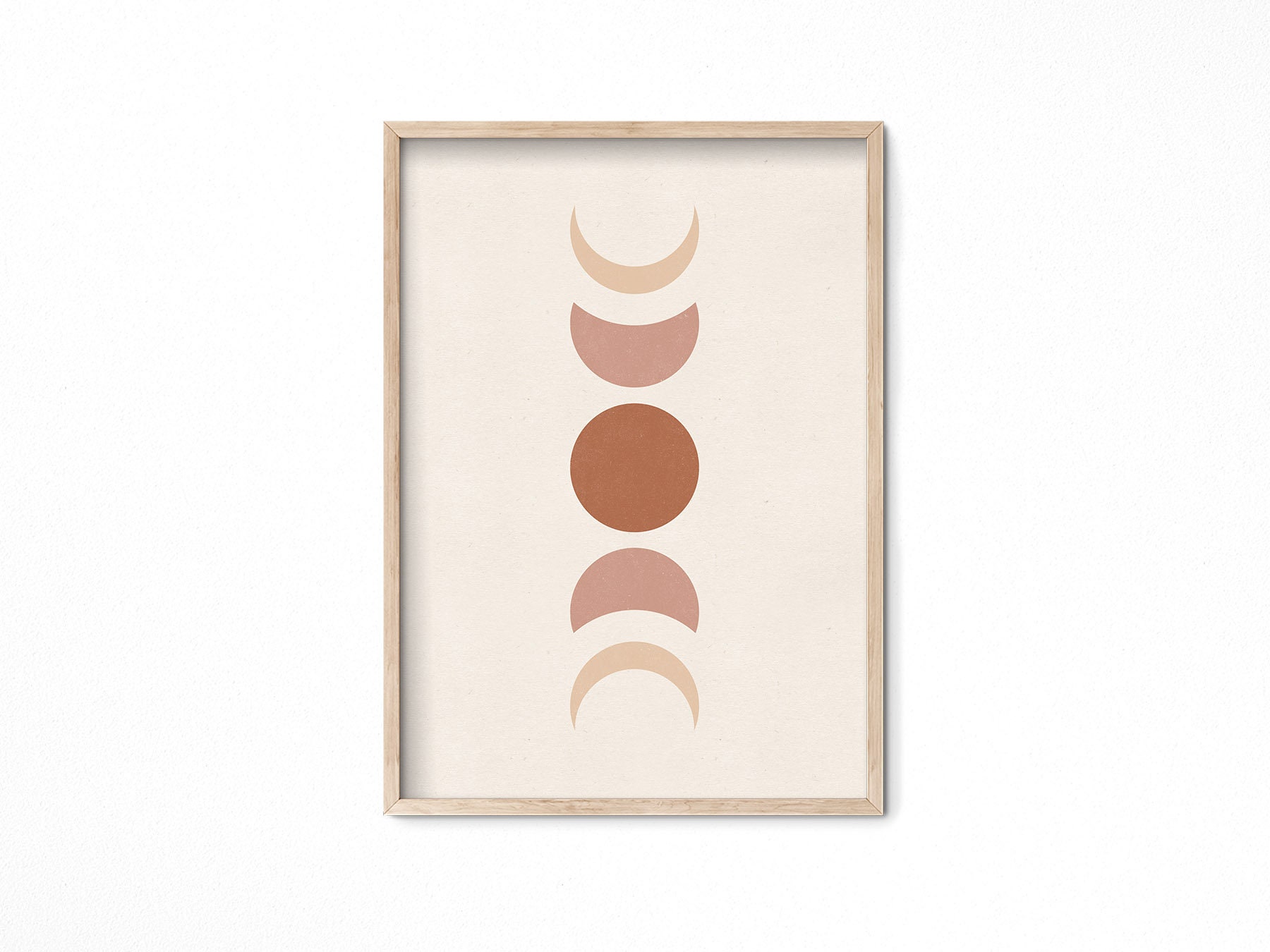 Boho Moon Phases Printable Wall Art Mid Century Modern Moon | Etsy