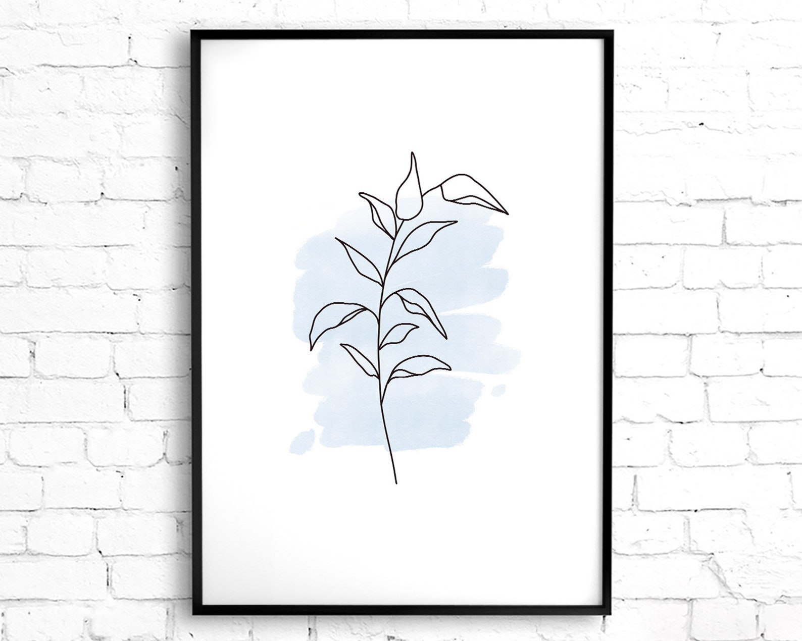 3 Piece Wall Art Flower Line Drawing Triptych Pastel Blue - Etsy