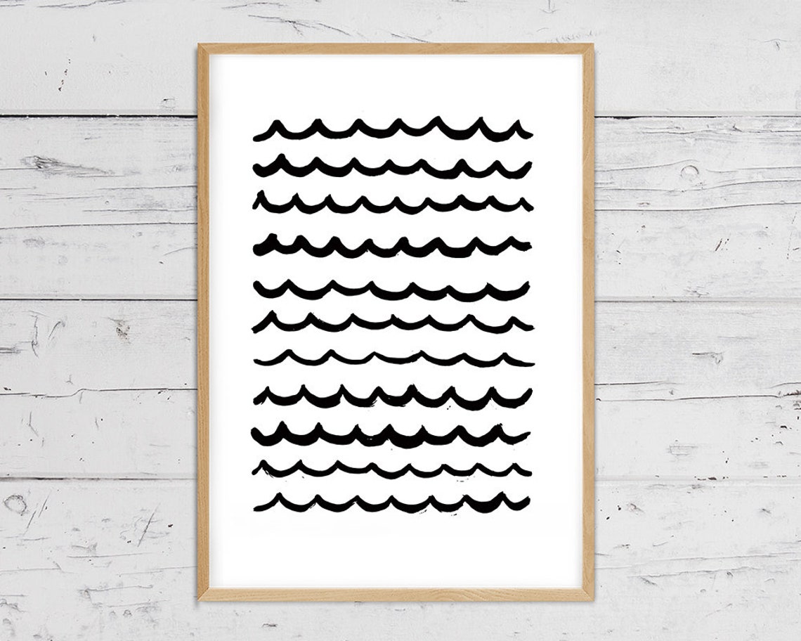 Black and White Ink Wave Wall Art Printable Wall Art | Etsy