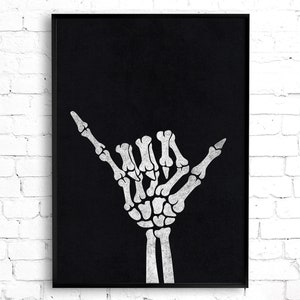 Skeleton Shaka Printable Wall Art Hang Loose Skeleton Hand Gesture ...