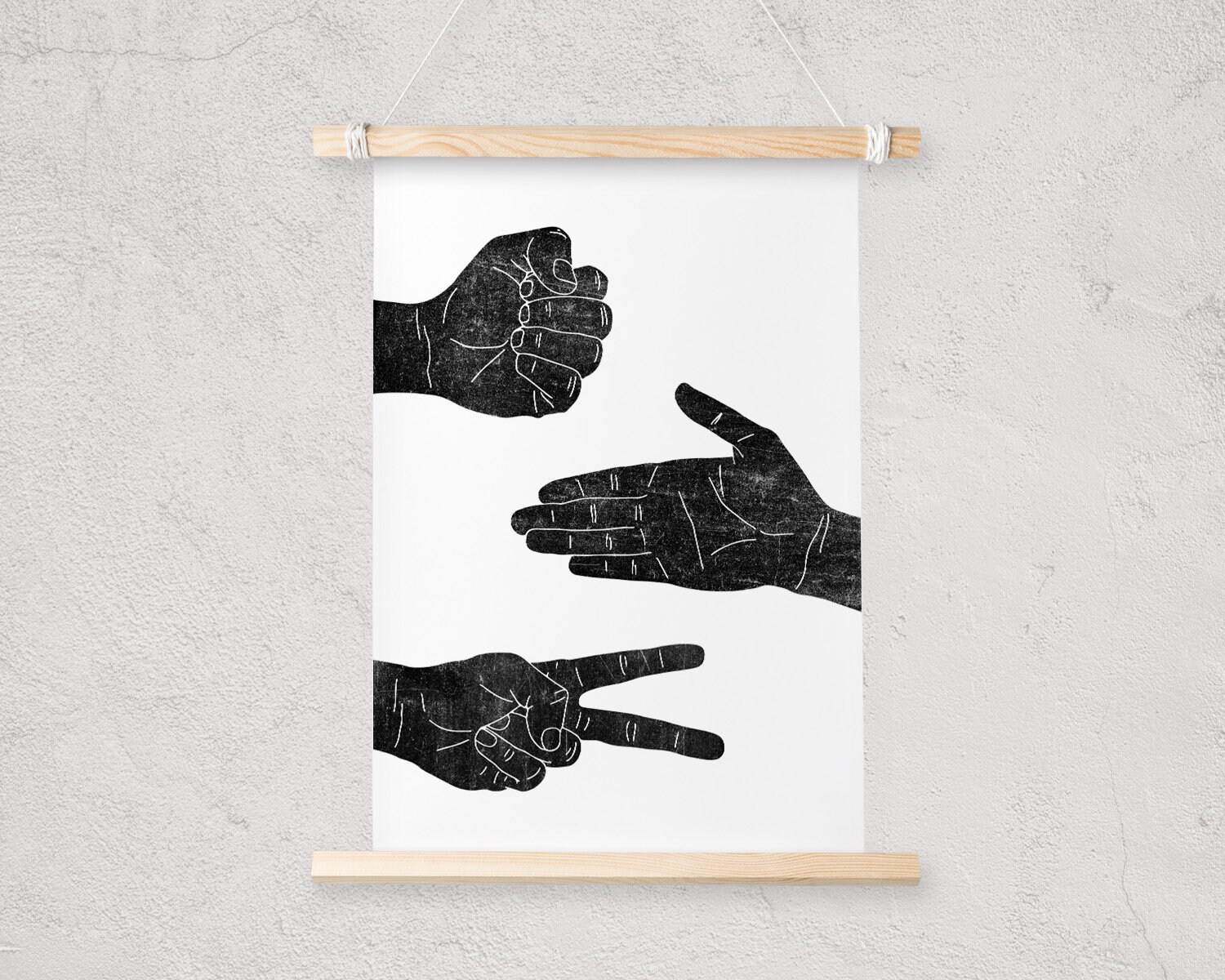 Rock Paper Scissors Printable Wall Art Modern Minimalist | Etsy
