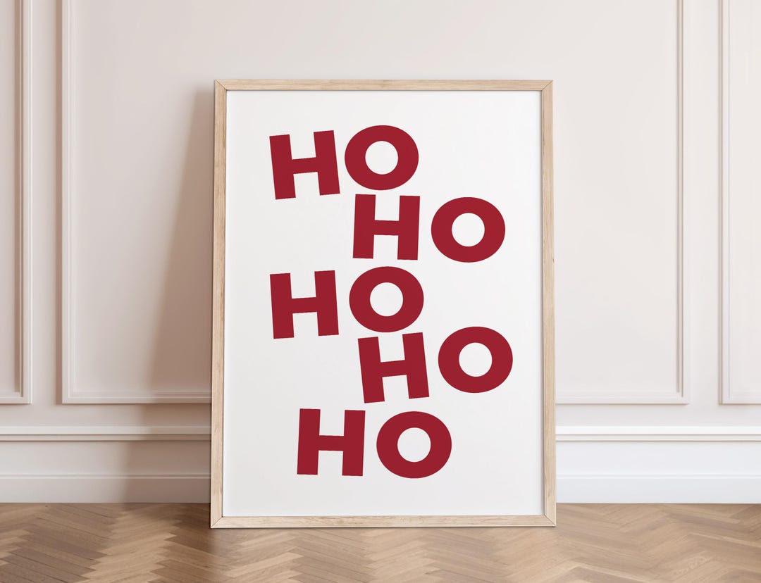 Ho Ho Ho Printable Christmas Wall Art, Modern Christmas Digital ...