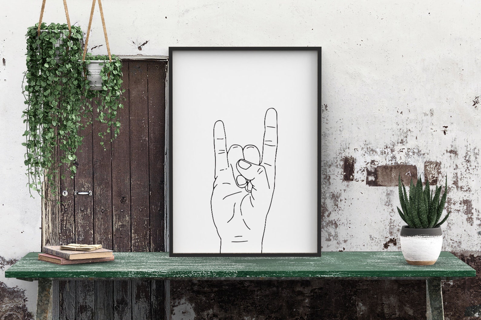Rock on Hand Gesture Printable Wall Art, Devil Horns Hand Sign ...