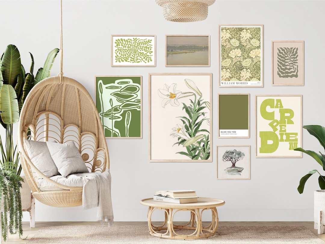 Green Printable Gallery Wall Art Set Eclectic Aesthetic Green Wall Art ...
