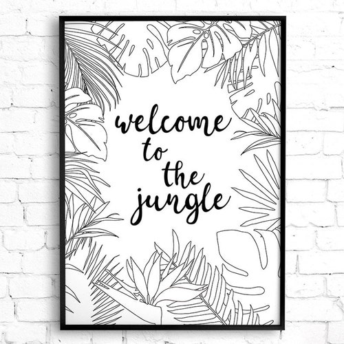 Welcome to the Jungle Printable Wall Art Tropical Decor - Etsy