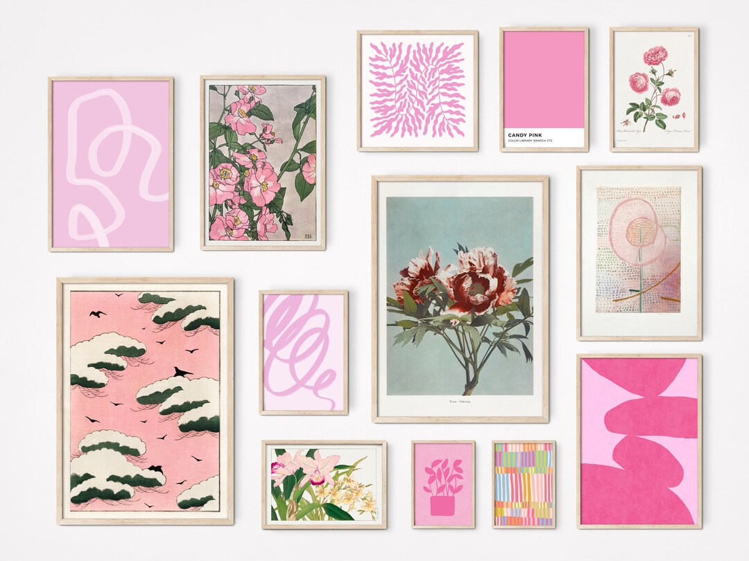 Pink Vintage Art Gallery Wall Bundle Aesthetic Room Decor Pink ...