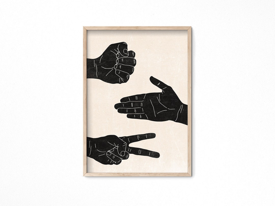 Rock Paper Scissors Printable Wall Art Modern Minimalist Black and ...