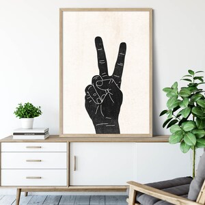Peace Sign Printable Wall Art, Peace Fingers Hand Gesture Print ...