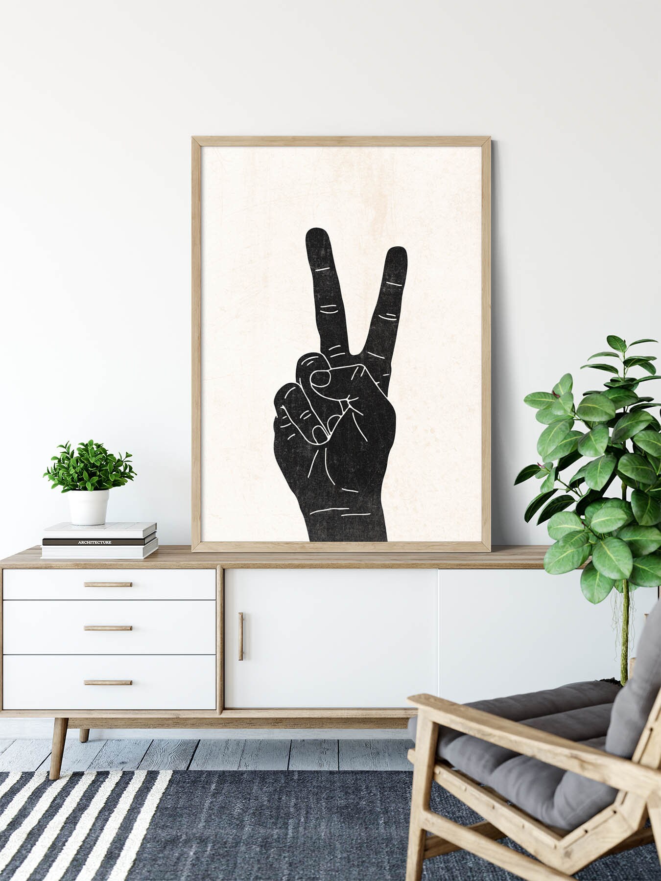 Peace Sign Printable Wall Art, Peace Fingers Hand Gesture Print ...