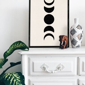 Boho Moon Phases Printable Wall Art, Mid Century Modern Moon Phase ...