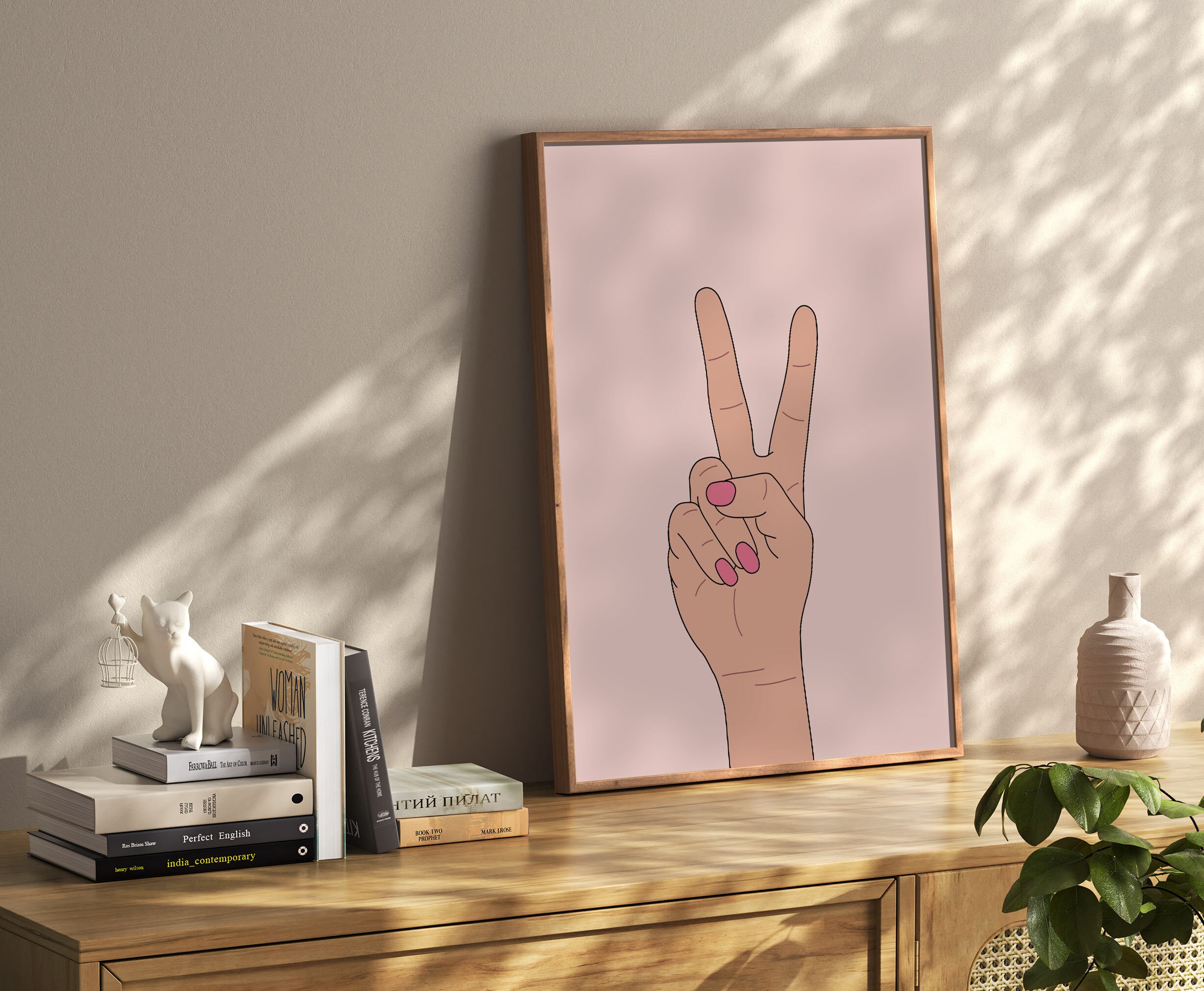 Peace Sign Printable Wall Art, Pink Preppy Room Decor, Cute Peace ...