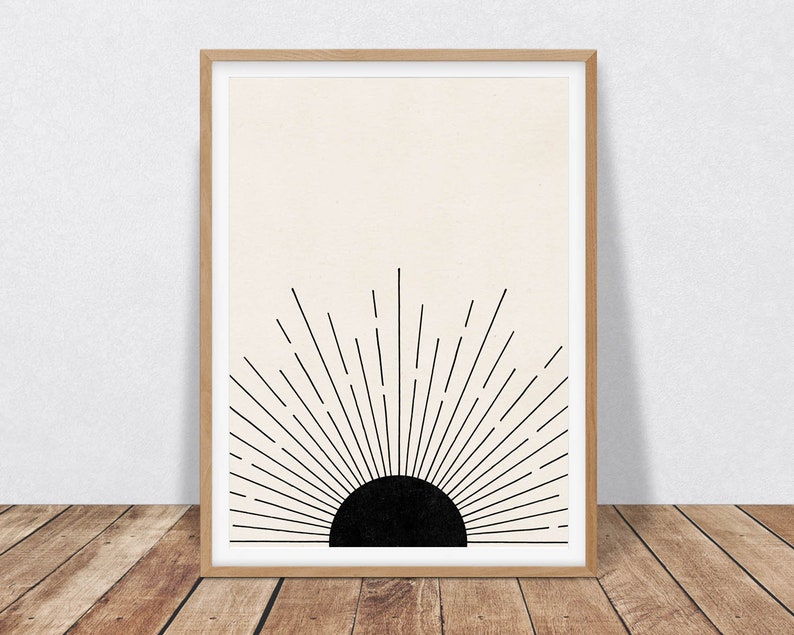 Boho Sunburst Printable Wall Art Abstract Sun Mid Century | Etsy