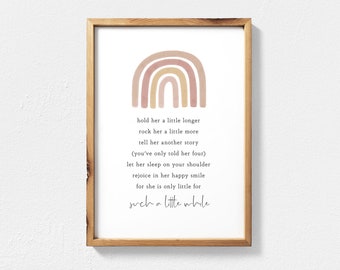 Hold Her a Little Longer Baby Girl Nursery Quote Art Set of 3 Boho ...