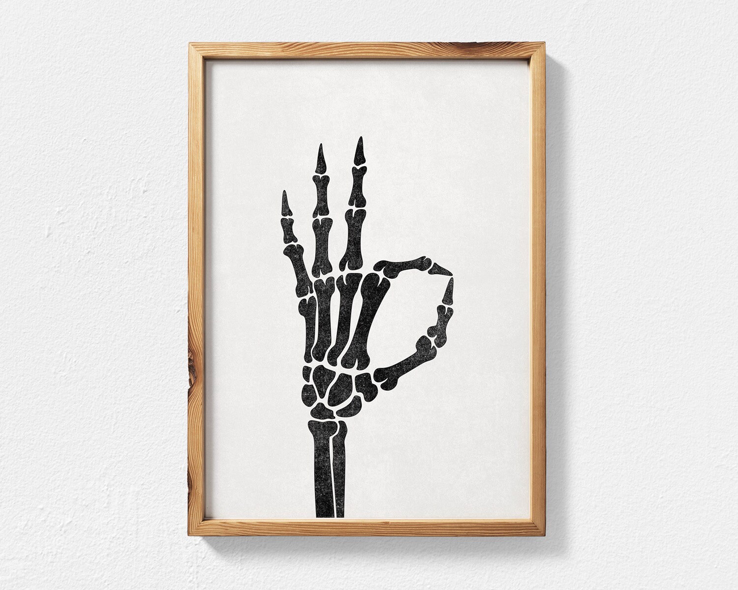 Skeleton Hand Print OK Hand Signal Printable Wall Art Okay | Etsy
