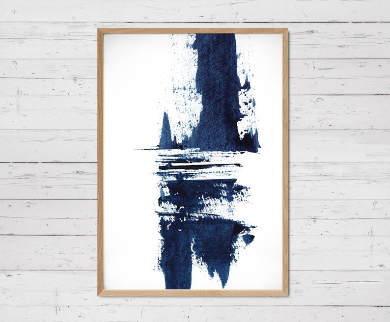 Abstract Painting Navy Blue Wall Art Coastal Decor Printable - Etsy