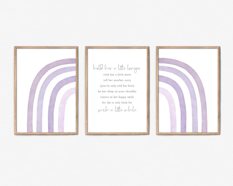 Hold Her a Little Longer Printable Art Lilac Purple Nursery - Etsy