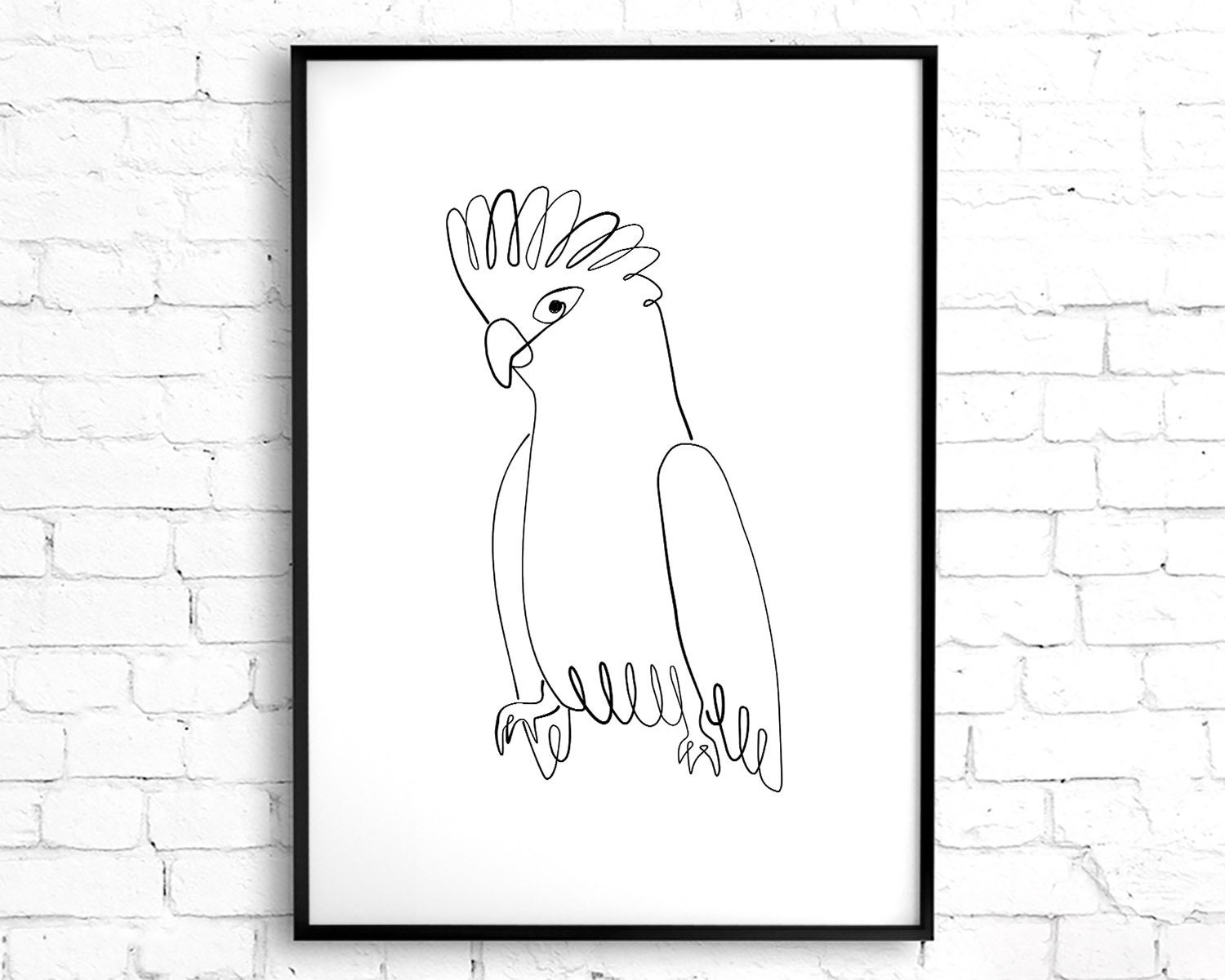 Galah Print Bird Lover Gift Continuous Line Drawing Bird | Etsy