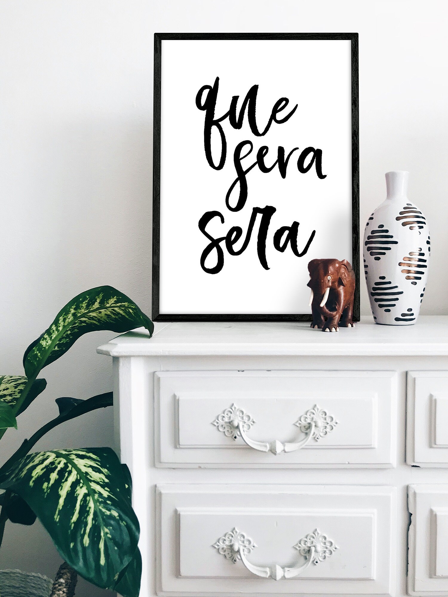 Que Sera Sera Poster Printable Word Art Minimalist Decor | Etsy