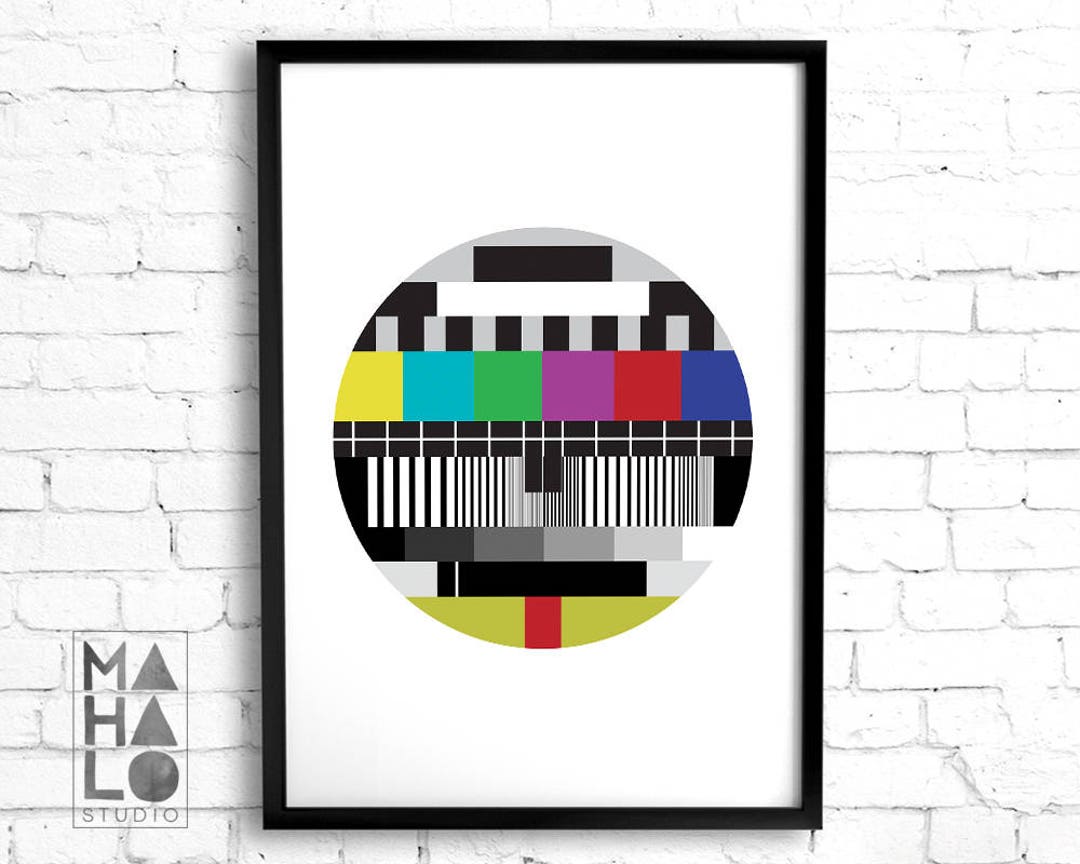 TV Test Pattern Printable Wall Art, Retro Style Man Cave Decor, Vintage ...