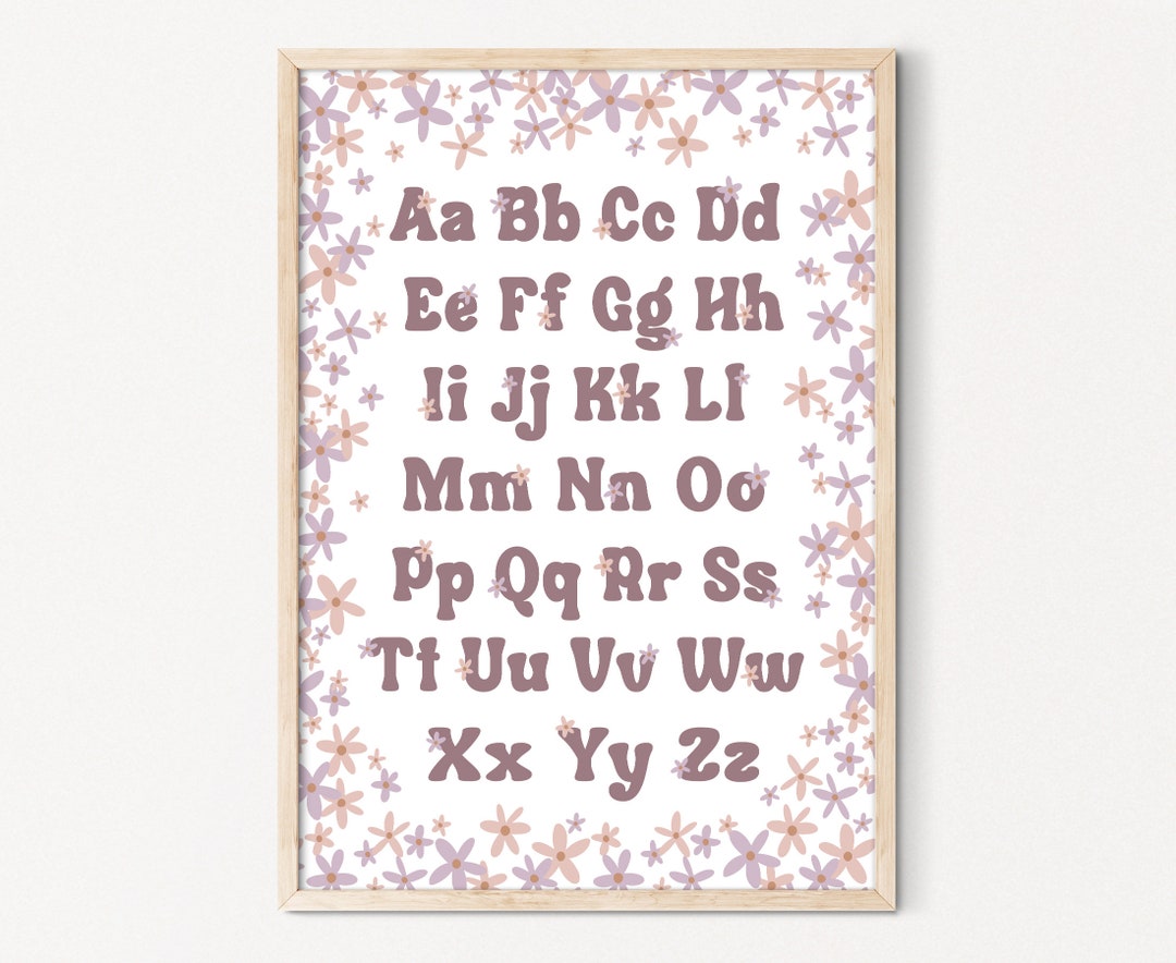 Floral Alphabet Printable Educational Poster for Girls Decor Ideas for ...