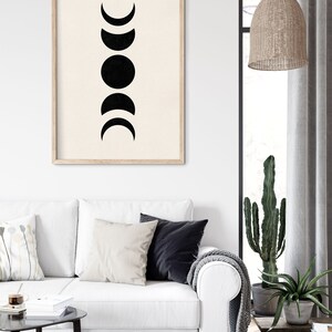 Boho Moon Phases Printable Wall Art, Mid Century Modern Moon Phase ...