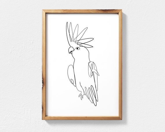 Cockatoo Print Bird Lover Gift Continuous Line Drawing Bird - Etsy ...
