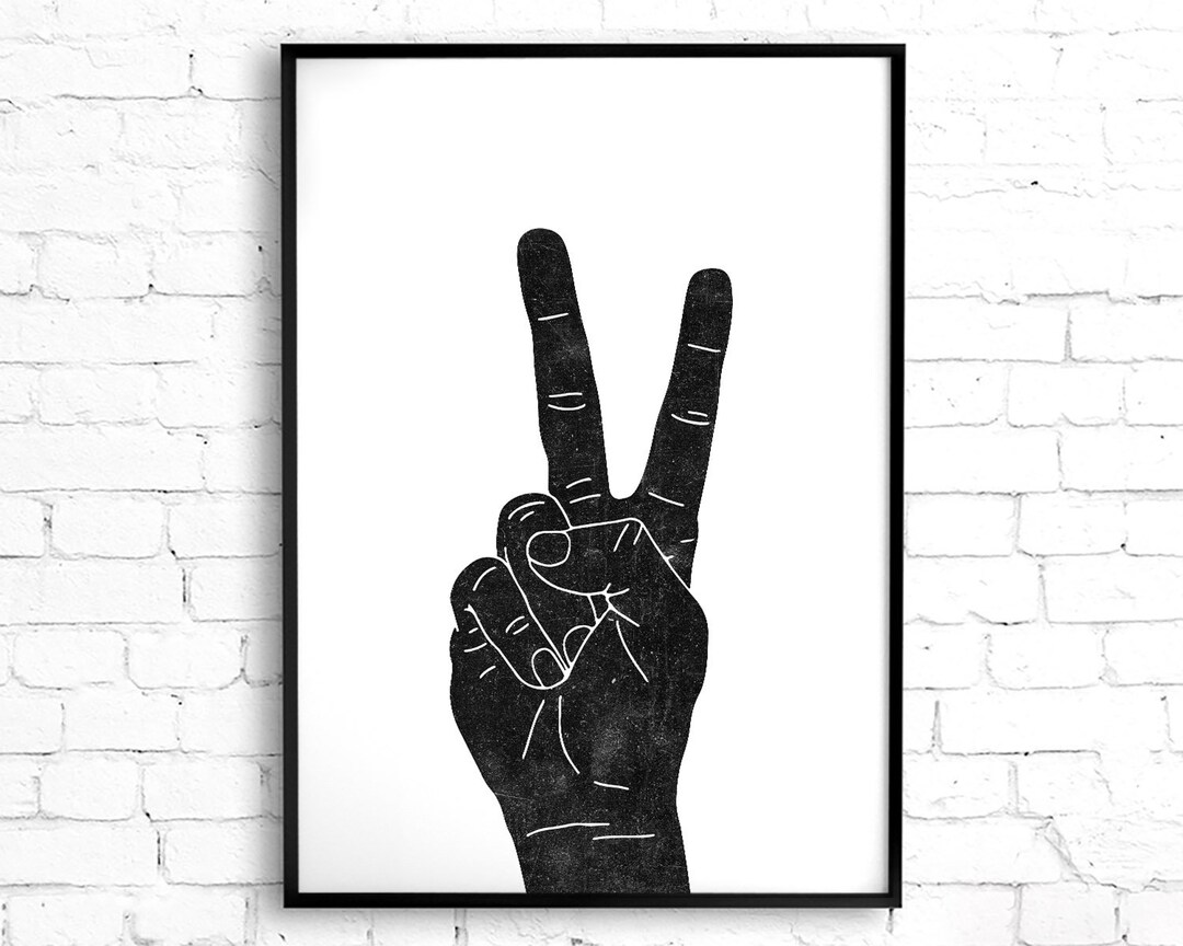 Peace Sign Printable Wall Art, Peace Fingers Hand Gesture Print, Peace ...