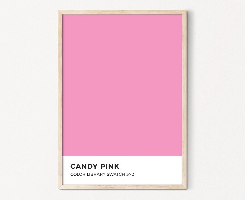 Candy Pink Color Swatch Poster Bright Pink Wall Decor Cute - Etsy