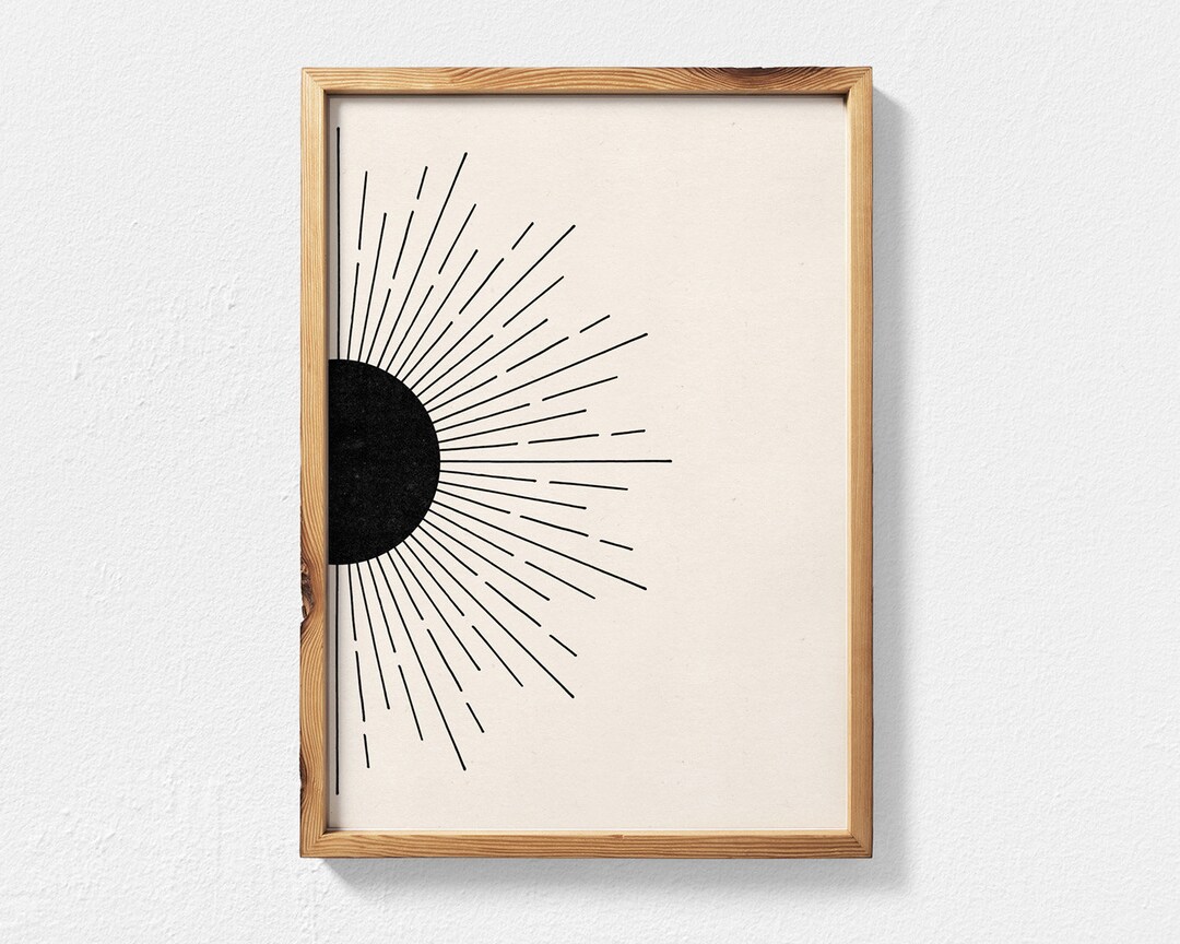 Boho Sunburst Printable Wall Art, Abstract Sun Mid Century Modern Art ...
