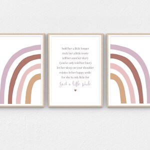 Hold Her a Little Longer Baby Girl Nursery Quote Art Set of 3 Boho ...