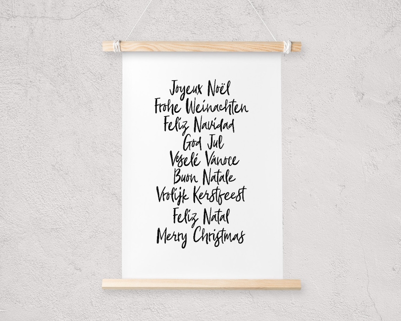 Multilingual Quotes Merry Christmas Printable Wall Art - Etsy