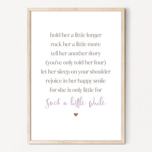 Hold Her a Little Longer Baby Girl Nursery Quote Art Set of 3 Boho ...