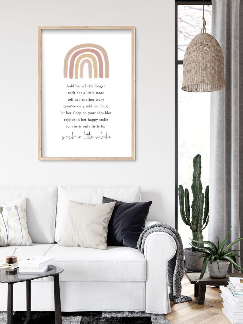 Hold Her a Little Longer Baby Girl Nursery Quote Art, Neutral Boho ...