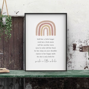 Hold Her a Little Longer Baby Girl Nursery Quote Art, Neutral Boho ...