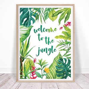 Welcome to the Jungle Printable Wall Art, Tropical Decor Monstera Print ...