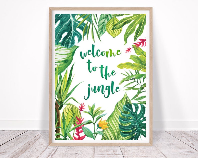Welcome to the Jungle Printable Wall Art Tropical Decor - Etsy