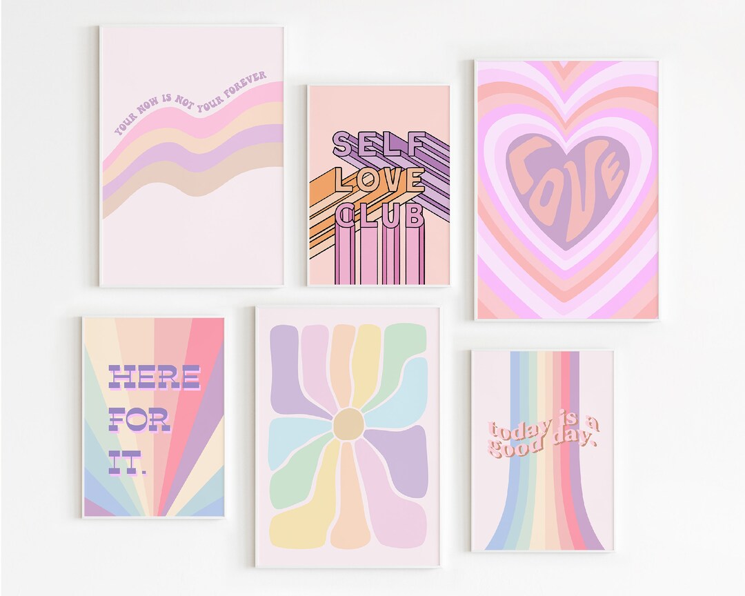 Self Love Set of 6 Mental Health Poster Bundle, Pastel Decor Gallery ...