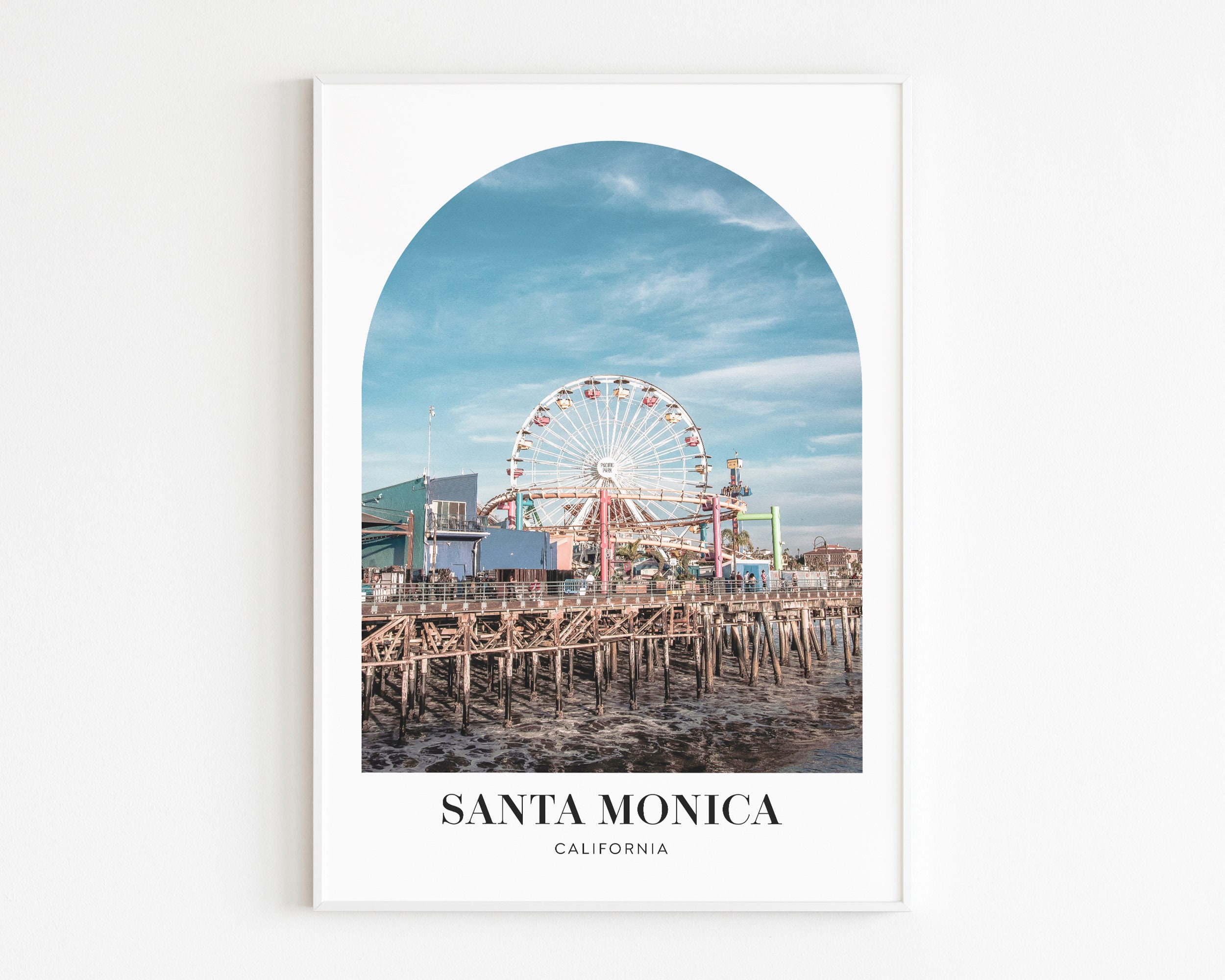 Santa Monica Destination Poster, Aesthetic Printable Coastal Decor, USA ...