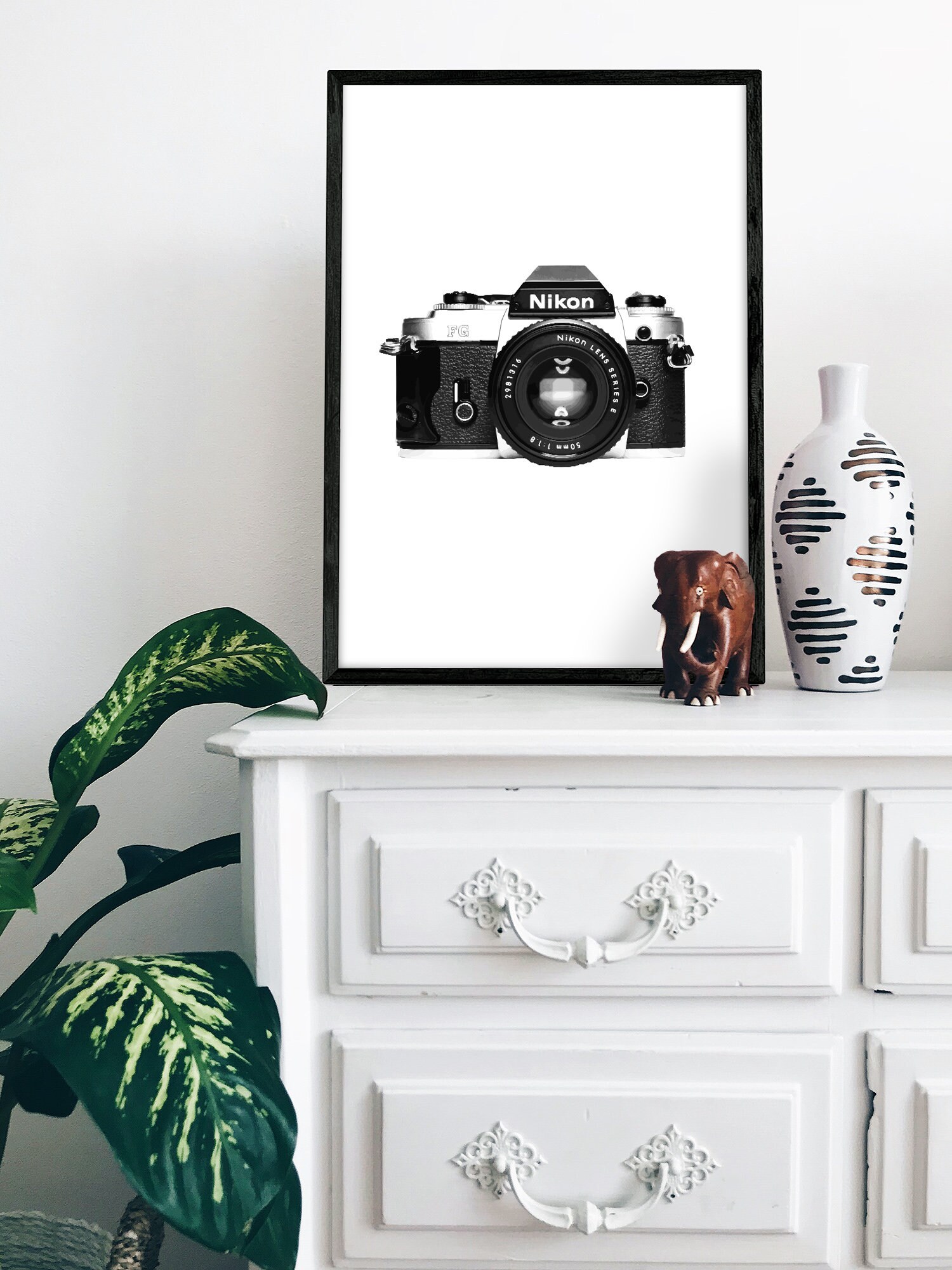 Vintage Camera Print, Printable Wall Art Scandinavian Style Nikon ...