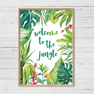 Welcome to the Jungle Printable Wall Art, Tropical Decor Monstera Print ...