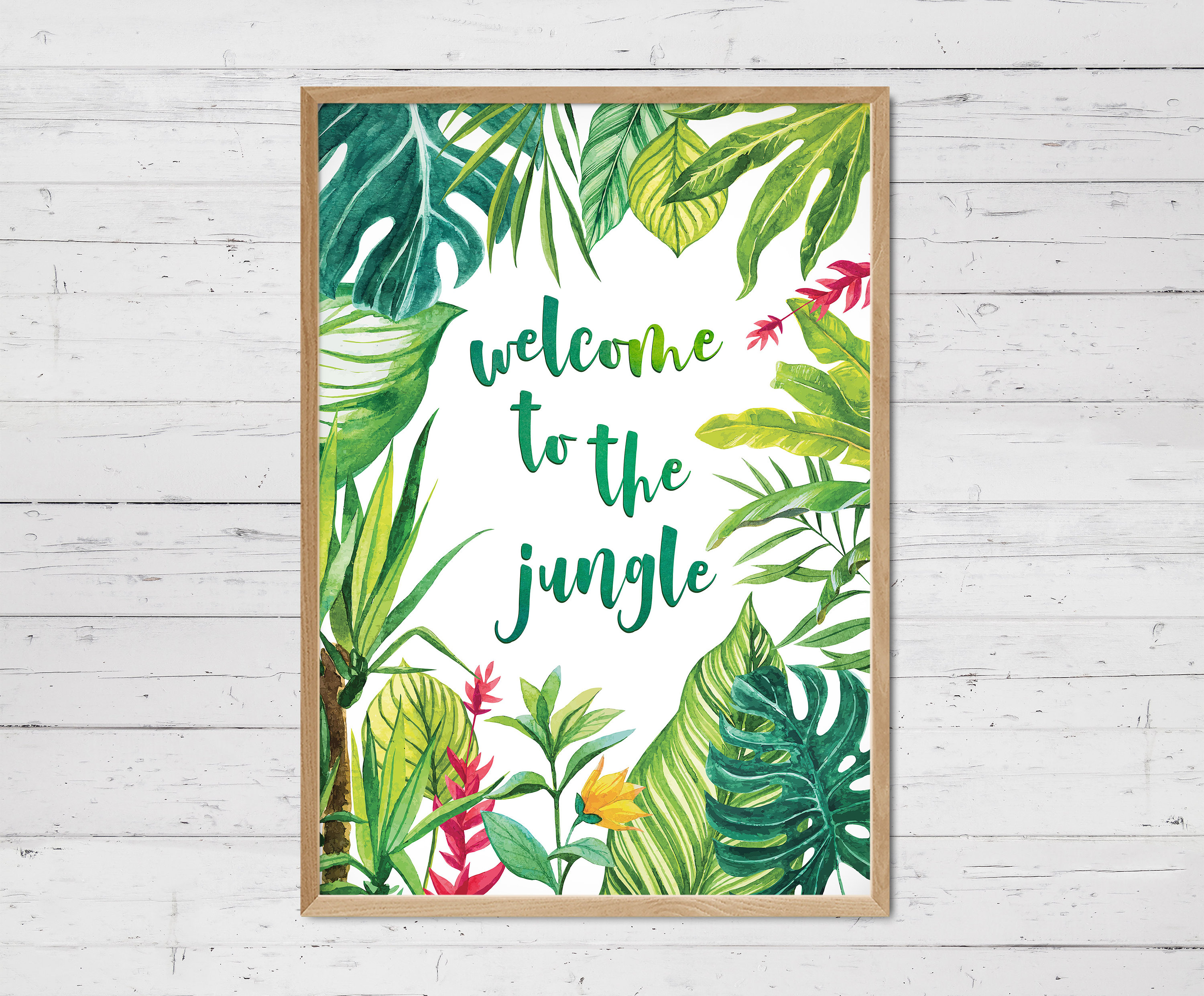 Welcome to the Jungle Printable Wall Art Tropical Decor | Etsy