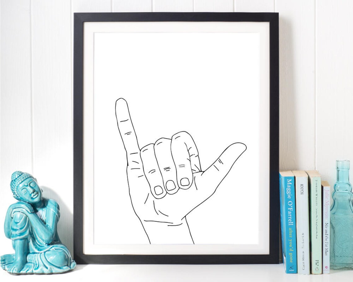 Shaka hand printable wall art hang loose hand gesture mahalo | Etsy