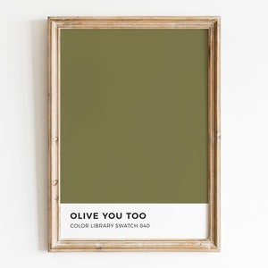 Olive Green Color Swatch Poster Olive Green Wall Decor Fall Printable ...