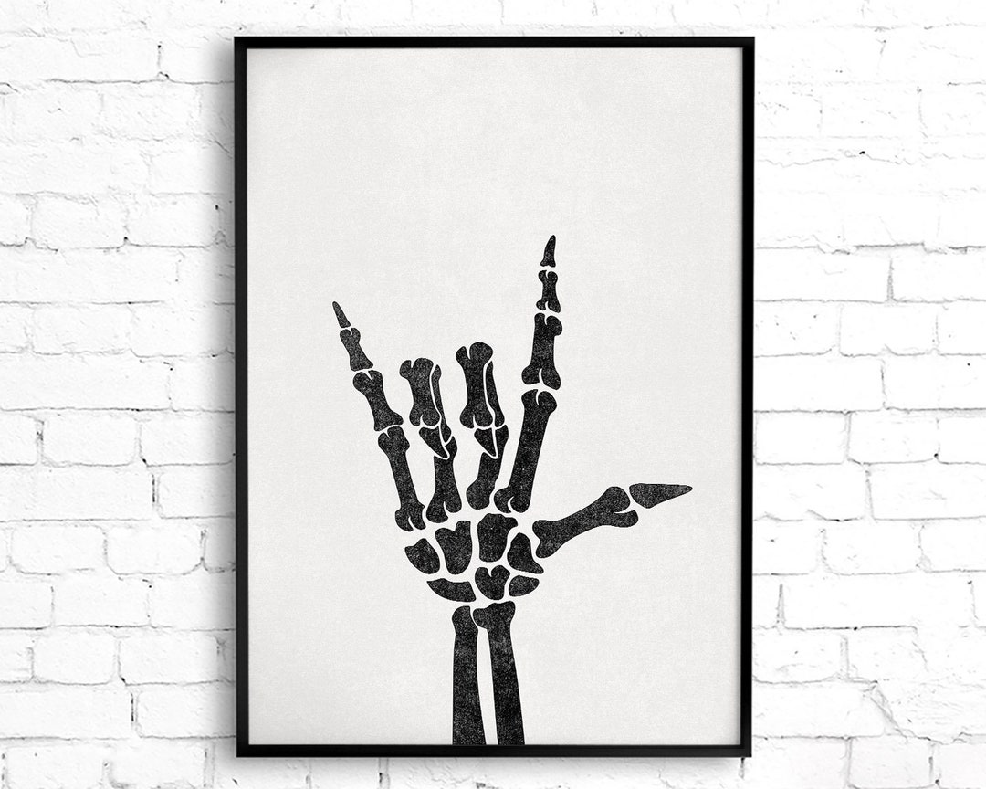 I Love You Hand Gesture Skeleton Print ILY Hands Skeleton Printable ...