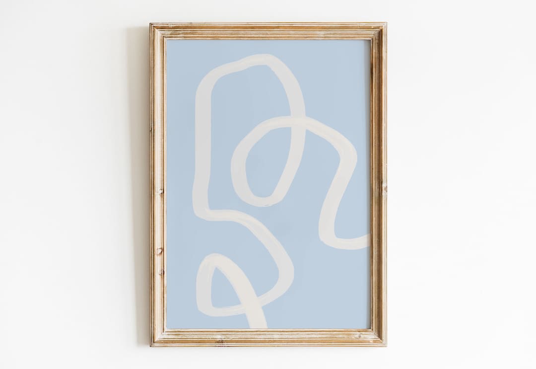 Abstract Pale Blue Wall Art Printable Coastal Decor Aesthetic Pastel ...