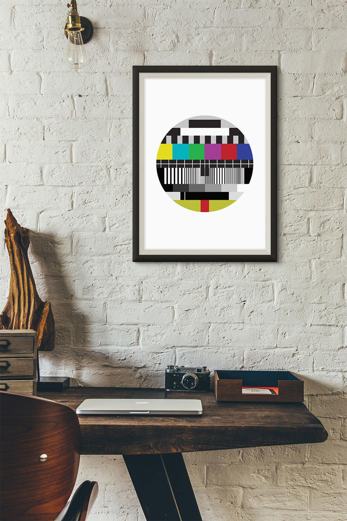 TV Test Pattern Printable Wall Art Retro Style Man Cave | Etsy