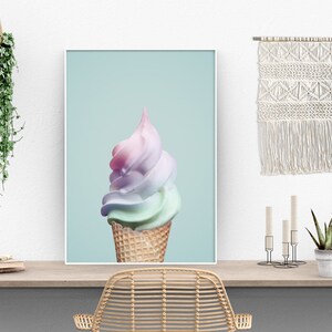 Ice Cream Print Nursery Decor, Rainbow Nursery Decor, Pastel Rainbow ...