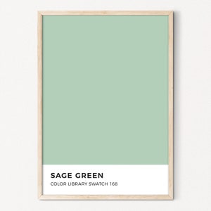 Sage Green Color Swatch Poster Pastel Green Wall Decor Cute Printable ...