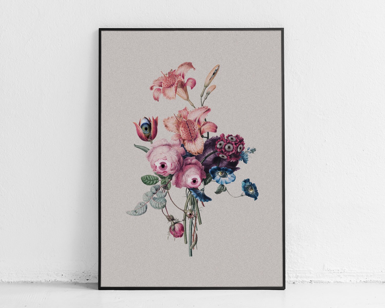 Weirdcore Art Psychadelic Eye Art Floral Wall Art Gallery Wall | Etsy