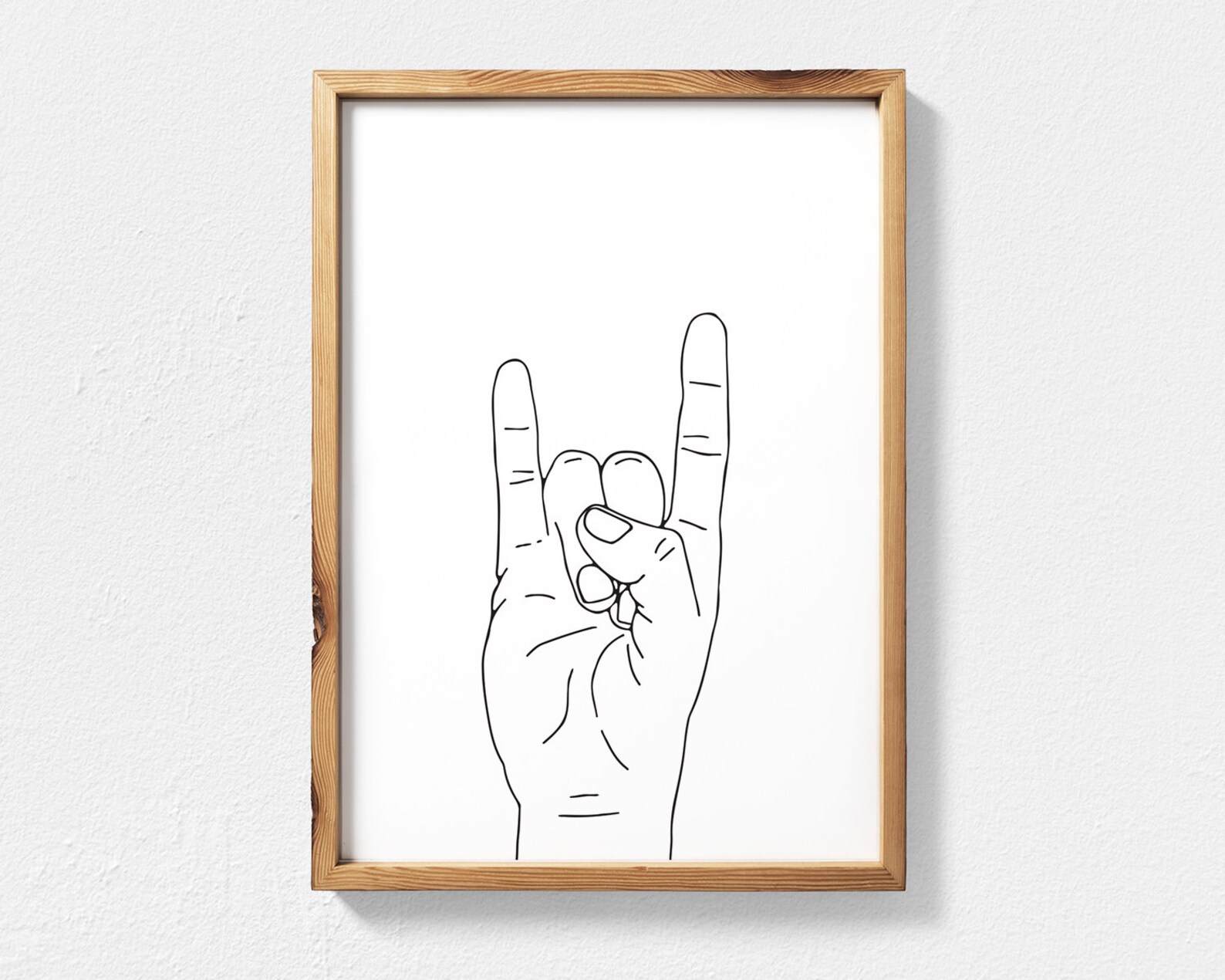 Rock on Hand Gesture Printable Wall Art, Devil Horns Hand Sign ...